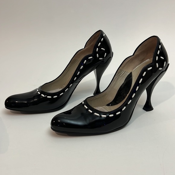 John Fluevog | Shoes | Disco Listens Audrey 7 Black And White Patent ...